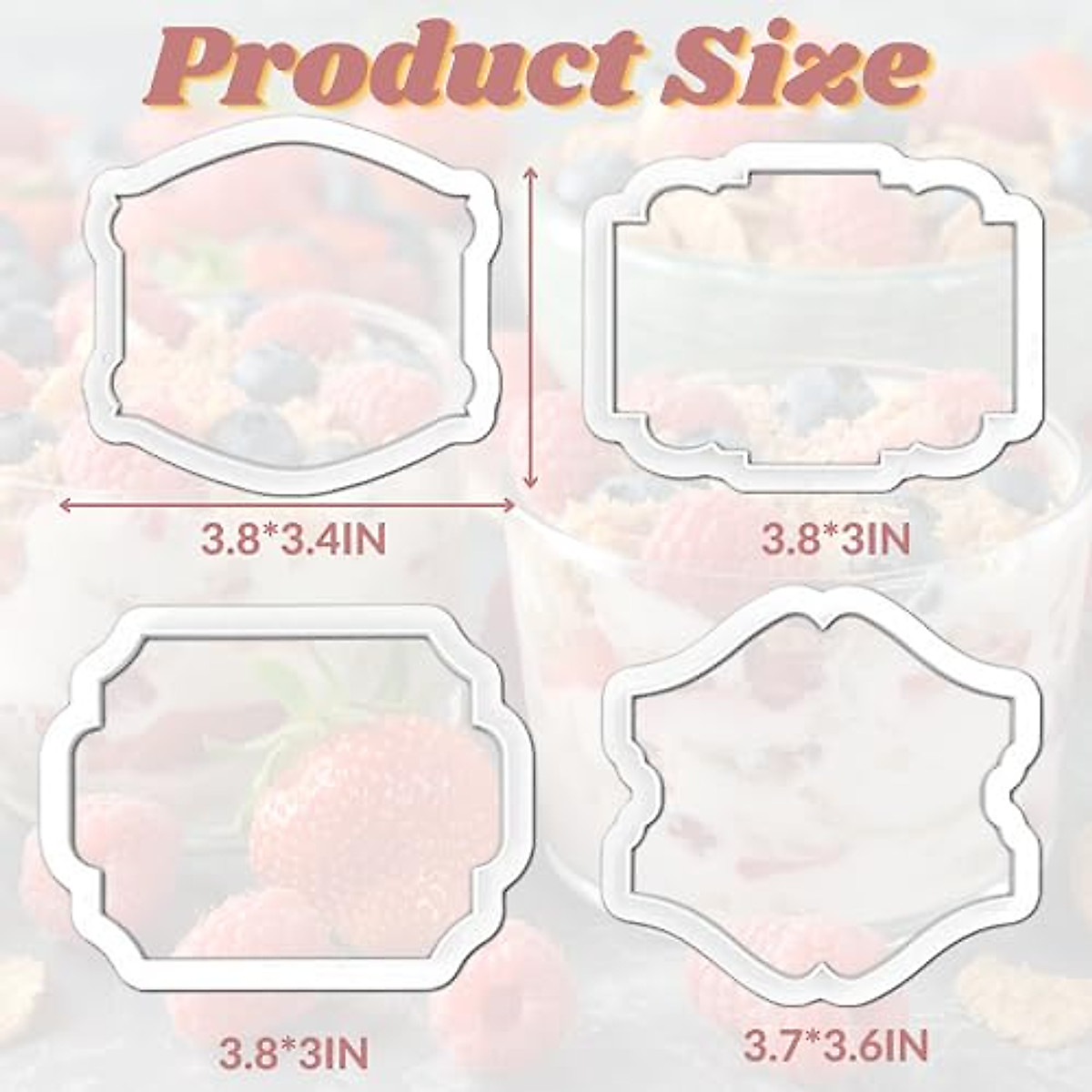 Crethinkaty 4PCS Plastic Bless Plaque Frame Pastry Biscuit Cookie Cutter Cake Fondant Cutters Mold Wedding Birthday Baby Party Baking（Style B）