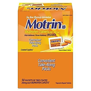 Motrin Ibuprofen Tablets, Two-Pack, 50 Packets/Box, 2 Tablets/Packet