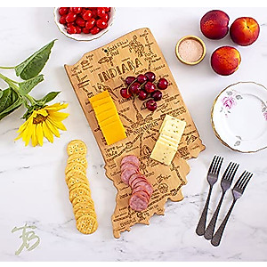 Totally Bamboo Destination Indiana State Shaped Serving and Cutting Board, Includes Hang Tie for Wall Display