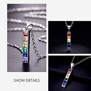925 Sterling Silver LGBT Pride Necklace Love Wins Equality Jewlery Platinum Plated Cubic Zirconia Crytal Bisexual Bi Lesbian Gay Flag Pendant Necklaces Women