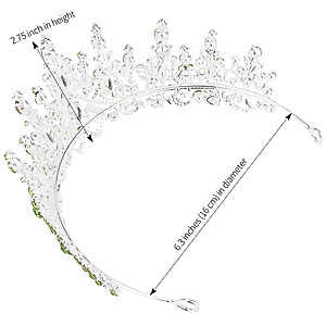 CURASA Green Crown Princess for Women Elegant Tiaras for Women Crystal Crown with Comb Gorgeous Hair Accessories for Women Birthday Party Halloween Wedding Prom