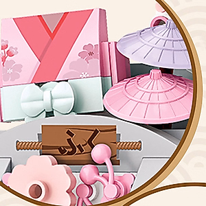 PHYNEDI Goshfun 379Pcs Japanese Street View Matcha Shop Bricks Model Set, MOC DIY Building Block Assembly Mini Particle Construction Toy (Not Compatible with Small Particle Bricks)