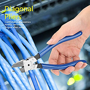 8inch Blue Diagonal Flush Wire Cutting Pliers Precision Side Cutters Pliers Ideal for Clean Cut and Precision Cutting Needs (1)