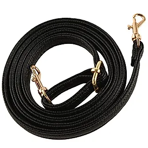 Lystaii Purse Straps Replacement Adjustable Leather Shoulder Purse Straps Replacement for Little Pouch Crossbody Shoulder Bags Black/Gold 51 Inch Long (0.5 Inch Wide)