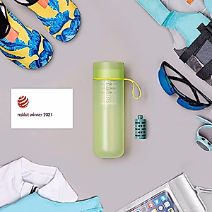 PHILIPS Water GoZero Active BPA-Free Water Bottle with River/Lake/Spring Water Filter for Hiking Camping, Sport Squeeze Water Bottle, Lightweight, Blue, 20 oz with Adventure Filter, Green