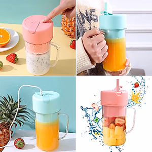 JzcsdkSIL Small Portable Blender 420ML Electric Juicer Fruit Mixers Rechargeable Blender Small Juicer With Handle Waterproof Portable Juicer Cup Blender, Green