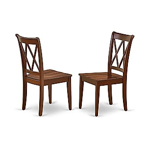 East West Furniture DMCL5-MAH-W 5 Piece Kitchen Table & Chairs Set Includes a Round Dining Table with Dropleaf and 4 Dining Room Chairs, 42x42 Inch, Mahogany