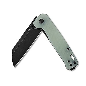 QSP Penguin Pocket Knife,D2 blade,Various Handle Option (Black stonewash finish blade, Jade G10 handle)