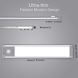 Under Cabinet Lights, 30 LED Under Cabinet Lighting, Rechargeable Battery Operated Motion Sensor Light Indoor, Magnetic Dimmable Closet Lights, Wireless Under Counter Lights for Kitchen, 2 Pack