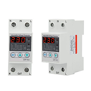 Voltage Protector Adjustable Under Over Voltage Protection, Voltage Output Stabilizer for Home Office Appliance, Protector Current Stabilizer Voltmeter for House Protection(63A)