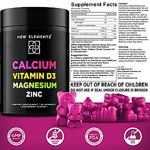 New Elements Calcium Gummies with Vitamin D3, Magnesium, and Zinc - 60 Count