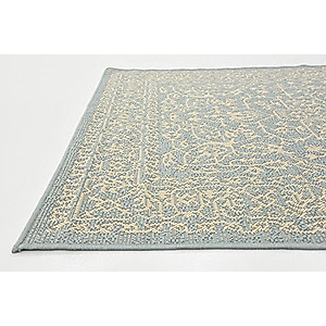 Unique Loom Botanical Collection Bohemian, Abstract, Traditional, Indoor and Outdoor Area Rug, 4' 0" x 6' 0", Light Blue/Beige