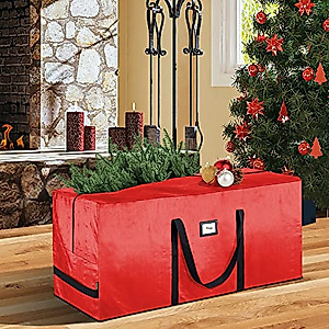 BALEINE 9 ft Christmas Tree Storage Bag, Heavy Duty Extra Large Artificial Christmas Tree Bag with Reinforced Handles and Dual Zippers Wide Opening (Red, 9 ft)