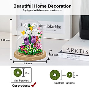 QARULUS Flower Bouquet Building Set Friends Sets Adults DIY Plants Bonsai Tree Decor Flowers Building Blocks Set Botanical Collection Valentine's Birthday Gift for Girls Mom Women Girlfriend(Lily)