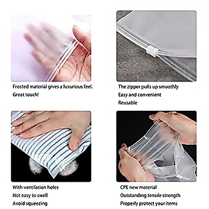 Clear Bags For Packaging,50PCS 7.87 * 11.81" Shirt Packaging Bags,3 Mil Frosted Slide Zip Plastic Bags With Vent Holes For Storing Clothing Underwear Socks Toys