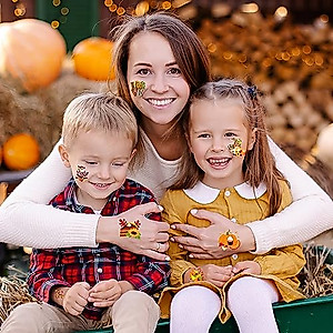 HOWAF 96 Pieces Fall Temporary Tattoos,48 Styles Fall for Jesus Temporary face Tattoos Stickers for girls boys,Thanksgiving Harvest Fake Tattoos with turkeys,pumpkins,maple leaves for Happy Fall party