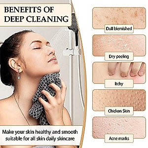 Exfoliating Washcloth Face & Body Scrub Towel Premium Japanese Scrub Wash Cloth Deep Cleanse for Body Face Exfoliating Body Scrubber with 2 Sides for Scrubbing (black)