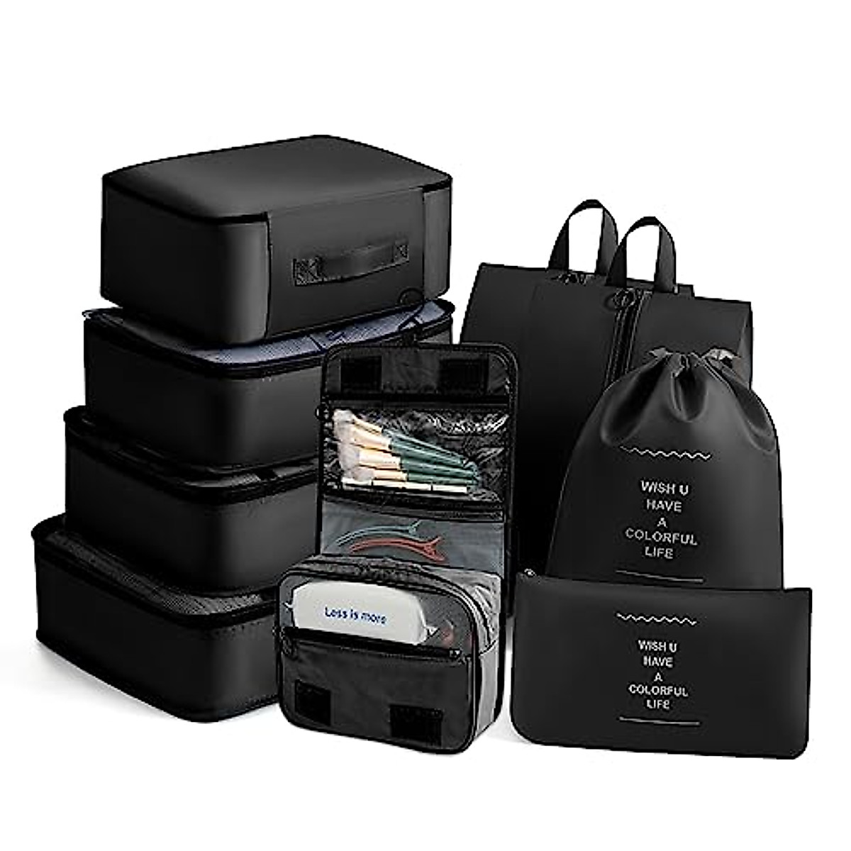 Allboss 9 Pcs packing cubes for suitcases, Travel Cubes for Packing Womens, Suitcase Organizer Bags Set Lightweight Travel Essential Bag with Large Toiletries Bag for Clothes Shoes