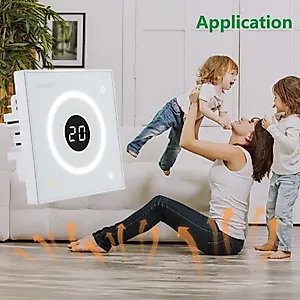 Wengart Heat Only Thermostat WG502,Line Voltage 120v 3A Touch Screen for Floor Heating Link Gas Boiler White