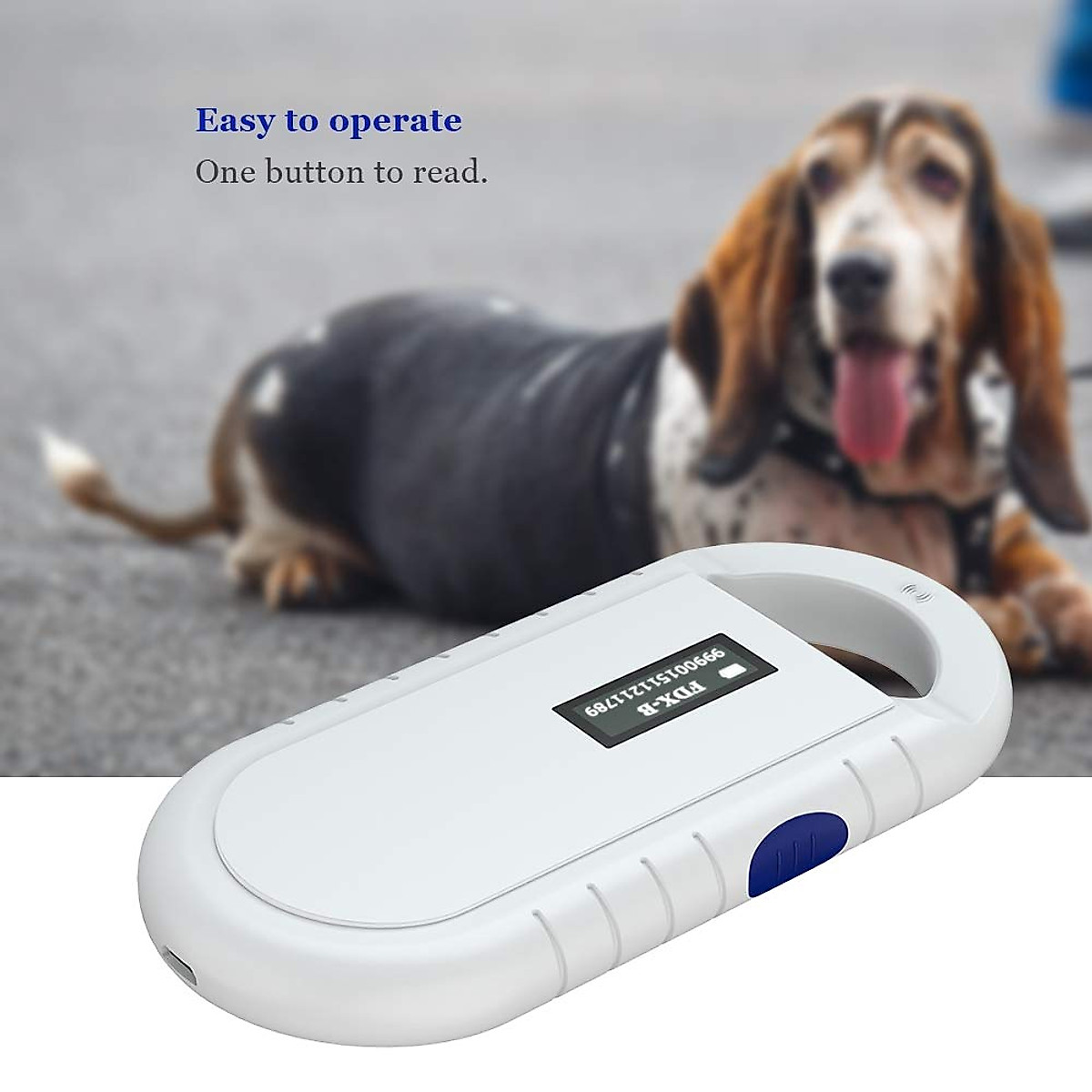 Portable Pet Reader with Backlight Screen, Pet Microchip Scanner Pet RFID Reader Animal Chip Reader for Dogs, FDX-B/ID64 Animal RFID Tag Reader
