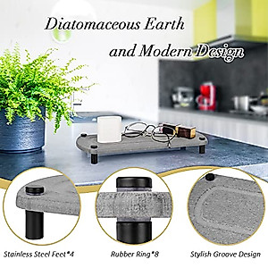 Ozzptuu Sink Caddy Instant Dry Kitchen Sink Organizer Sponge Holder for Kitchen Sink Diatomaceous Pedestal Stand Riser with Stainless Steel Feet Protection for Modern Home (Grey)