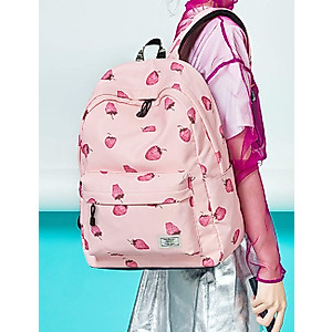 mygreen School Bookbags for Girls, Cute strawberry Backpack College Bags Daypack Travel Bag Pink-Medium