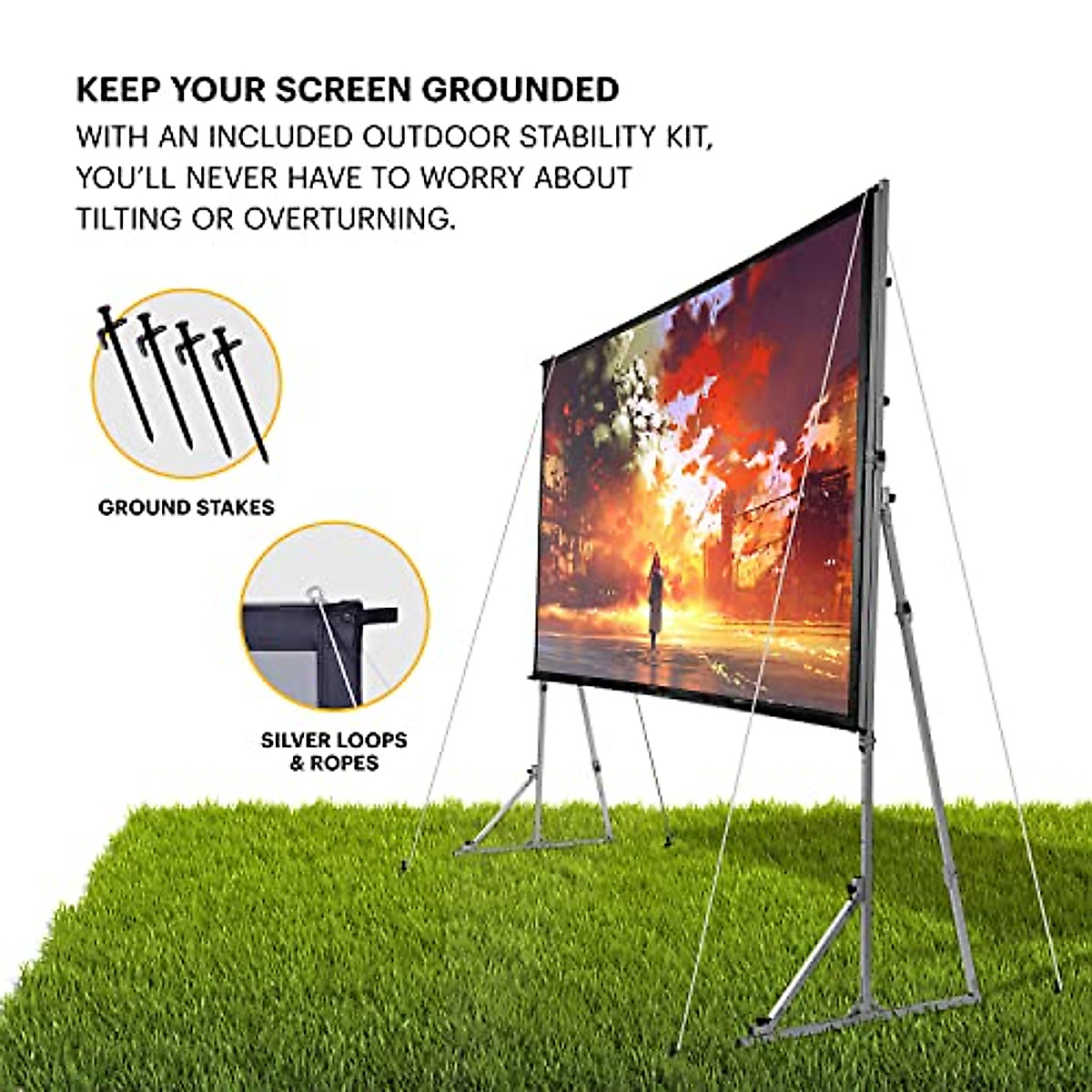 KODAK 120” Dual Projector Screen w/ Stand | Fast Fold Gray Front & Rear Projection Backdrop for Outdoor & Indoor Movies with Tripod, Outdoor Stability Kit, & Black Storage Carry Case