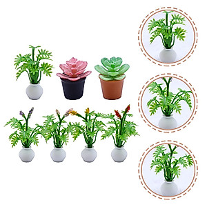 VOSAREA 7pcs Doll House Potted Plant Miniature Mini Verse Make It Mini Food Artificial Bonsai Decor Desk Topper Mini Foods Floral Decorations Mini House Prop Flowers Child Plastic Indoor