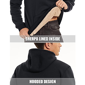MAGCOMSEN Pullover Hoodie Men Heavyweight Hoodies for Men Pullover Sweatshirt for Men Sherpa Sweatshirts Athletic Hoodies Fleece Sweatshirts for Men Black