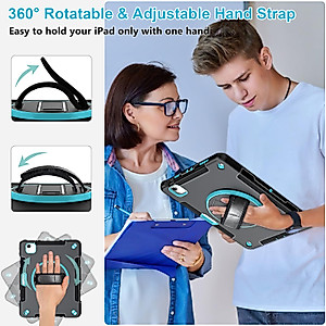 Case for iPad Air 11 M2 2024: TPU Cover for iPad Air 11 Inch 6th Generation/iPad Air 10.9 5th Gen 2022/ iPad Air 10.9 4th Gen W/Screen Protector- Stand- Handle- Shoulder Strap- Pencil Holder-Mint