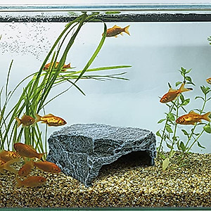 PAULOZYN Reptile Cave Resin Rock Basking Platform Hiding Habitat Fish Tank Decor Hideout Shelter Aquarium Ornament for Bearded Dragon Turtle Insect Frog Zoo