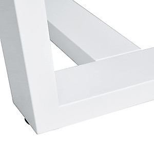 VENBER 63" Rectangular Glass Dining Table for 6-8, Large Modern Minimalist with 0.4" Tempered Glass Tabletop and MDF Trapezoid Bracket,for Kitchen Dining Living Meeting Room (White)