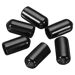 MECCANIXITY Bottle Pour Caps 7mm Inner Dia. Round Rubber End Cap Pourer Spout Dust Cover, Black Pack of 200
