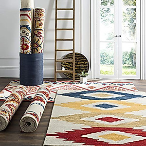 SAFAVIEH Aspen Collection 3' x 5' Ivory/Multi APN704A Handmade Moroccan Boho Tribal Wool Area Rug