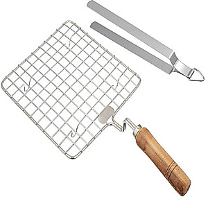 Steel Roasting Net with Tong,Roasting Net,Stainless Steel Wire Roaster,Cooking Rack,Chiken Grill,Roti Grill, Papad Grill, Chapati Grill,Roaster