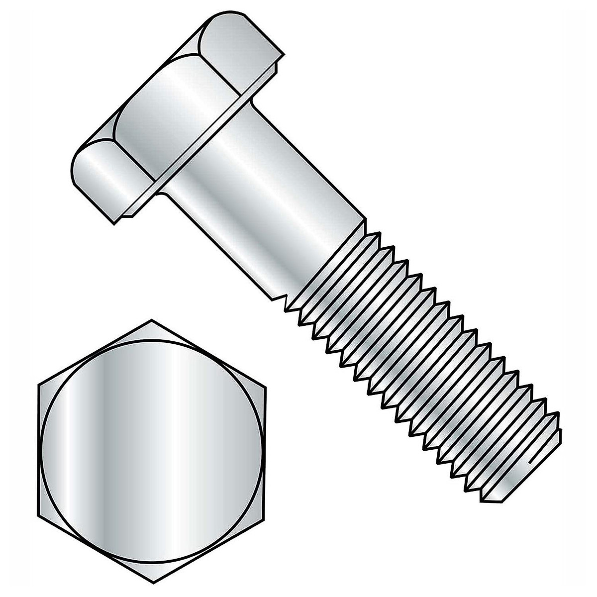 Hex Cap Screw, M8 x 1.25 x 30mm, Carbon Steel, Zinc, Grade 8.8, UNC, 100 Pack