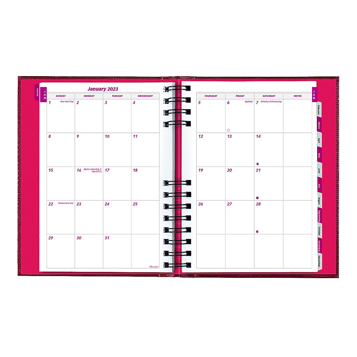 Brownline 2023 CoilPro Daily/Monthly Planner, Untimed Journal, 12 Months, January to December, Twin-Wire Binding, 8.25" x 5.75", Bright Red (CB389C.RED-23)