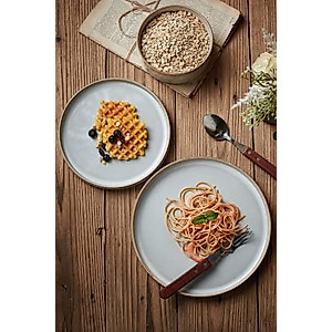 Famiware Dinnerware Sets, Plates and Bowls Set for 4, 12 Piece Dish Set, Cappuccino White