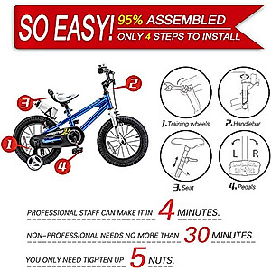 RoyalBaby Freestyle Kids Bike Boys Girls 18 Inch BMX Childrens Bicycle with Kickstand for Ages 5-8 years, Blue