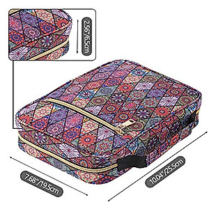 MoKo Bible Cover Case/Book Cover, Durable Zipper Bible Bag Carrying Case with Handle for Standard Size Bible for Women and Girls, Gift for Mom, 10 x 7.5 x 2.5 Inches, Rhombic Datura