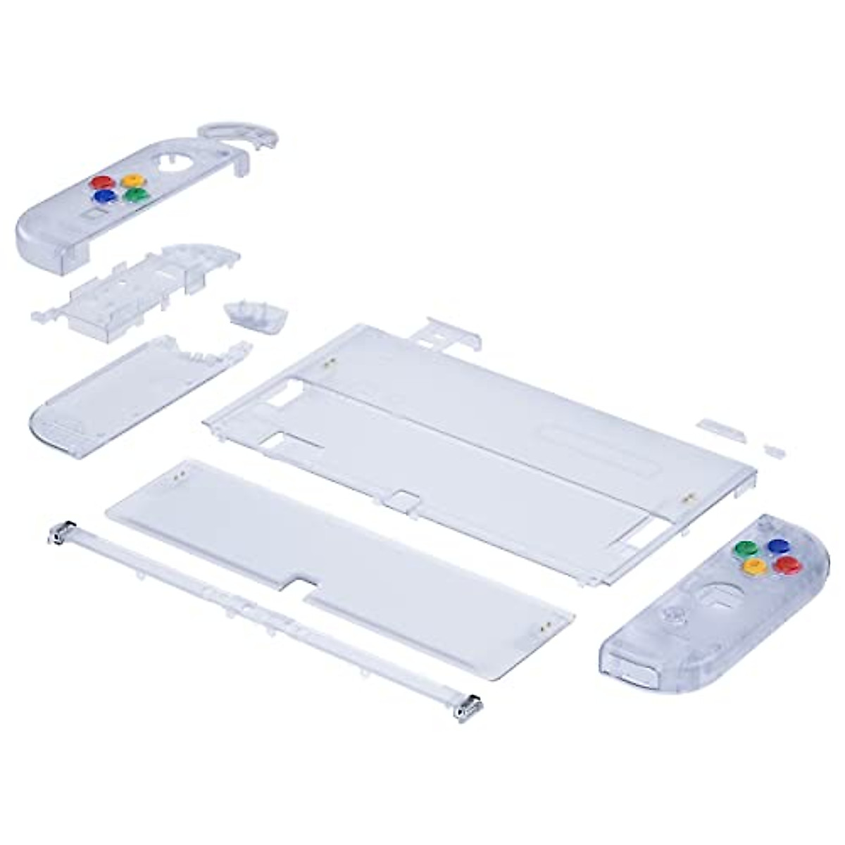 eXtremeRate Glacier Blue Custom Full Set Shell for Nintendo Switch OLED, DIY Replacement Console Back Plate, NS Joycon Handheld Controller Housing with Colorful Buttons for Nintendo Switch OLED