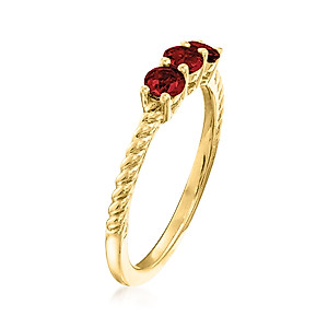 Ross-Simons 0.30 ct. t.w. Garnet 3-Stone Pinky Ring in 18kt Gold Over Sterling. Size 6