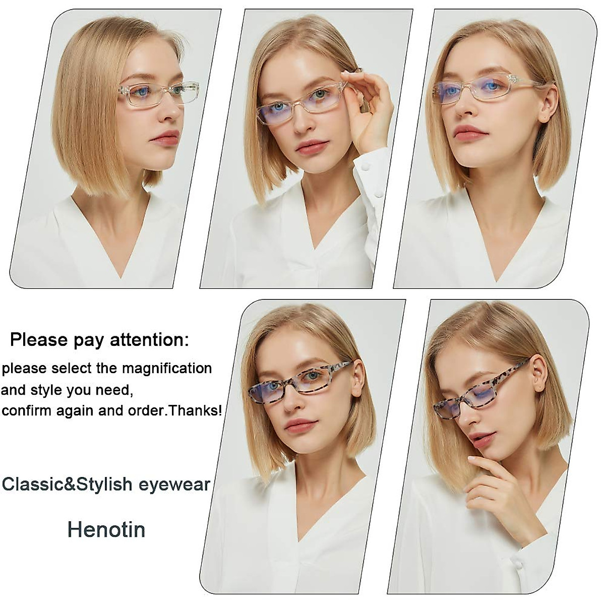 Henotin 5-Pack Reading Glasses Blue Light Blocking Anti Eyestrain Computer Reading Glasses for Women and Men Readers (5 Pack Mix Color, 2.50)