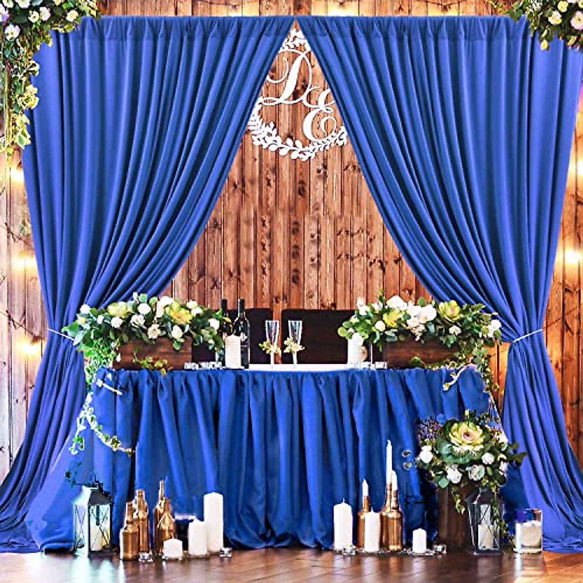 10 ft x 10 ft Royal Blue Wrinkle Free Backdrop Curtain Panels, Polyester Photography Backdrop Drapes, Wedding Party Home Decoration Supplies