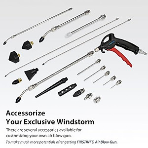 FIRSTINFO A18525US Air Duster Blow Gun with 11.6~19.6 Inch (295~500mm) Adjustable/Extendable Air Flow Nozzle Dust Blower Cleaner (Extendable)