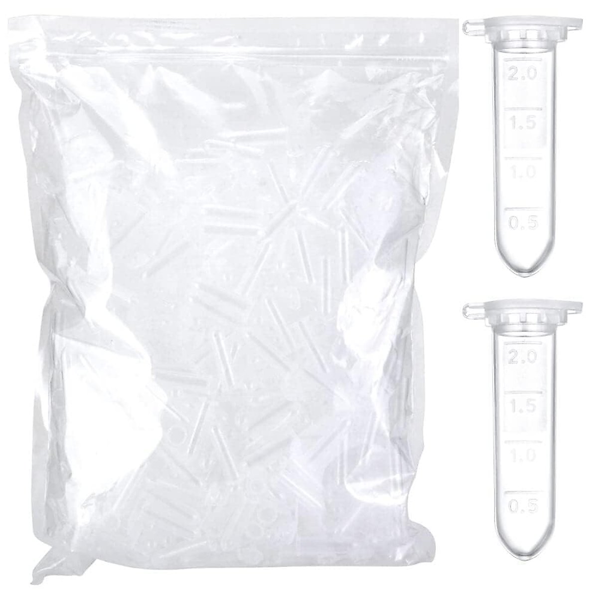 zoomto 2ml Microcentrifuge Tubes 1000PCS,Centrifuge Tubes with Attached Lid,Clear Round Micro Centrifuge Small Sample Bottle Vials Container for Lab,Plastic Lab Snap Tubes,[2ml, 2 Bag Packs,1000PCS]