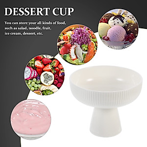 White Footed Bowl Ceramic Dessert Cup Ice Cream Bowls Sundae Cups Footed Dessert Bowls Yogurt Bowl Pudding Bowl Nordic Style Ice Cream Cup Decorative Display Stand
