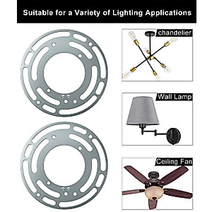 Qc 2 Pack Universal Light Fixture Mounting Bracket, 4 Inches Diameter Steel Crossbar Plate with Ground Screw for Mount Wall Light, Close to Ceiling Light, Chandelier Silver