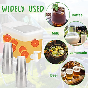 1 Gallon Drink Dispenser Beverage Water Dispenser for Fridge Plastic Cold Drink Dispenser with Spigot Juice Lemonade Dispenser with 30Pcs Hard Plastic Cups for Parties Stand and Daily Use