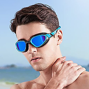 COPOZZ Swim Goggles Men Women, Polarized Swimming Goggles, UV Protection No Leaking Wide Vision
